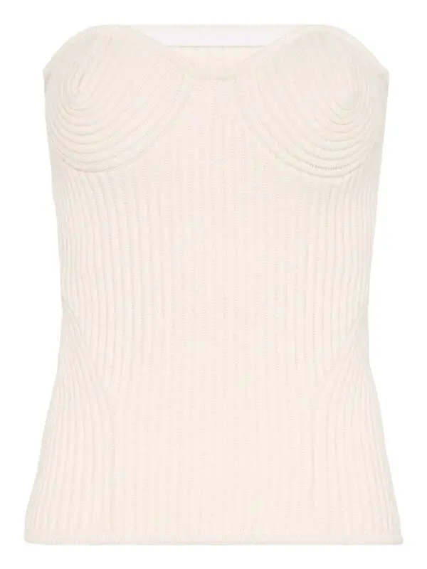 JEAN PAUL GAULTIER Ribbed Knit Wool Corset - White