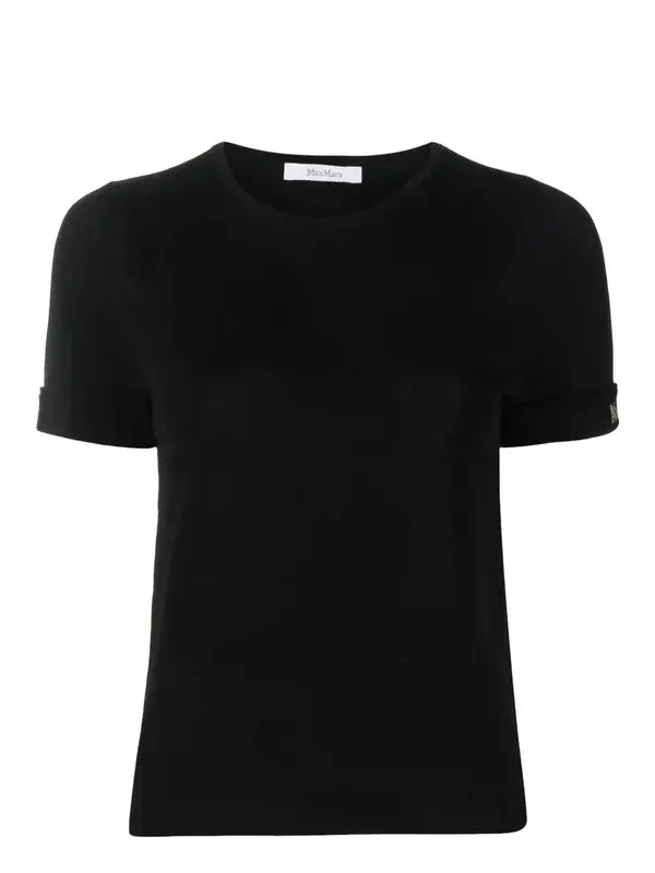 Max Mara Embroidered-logo Knitted Top - Black