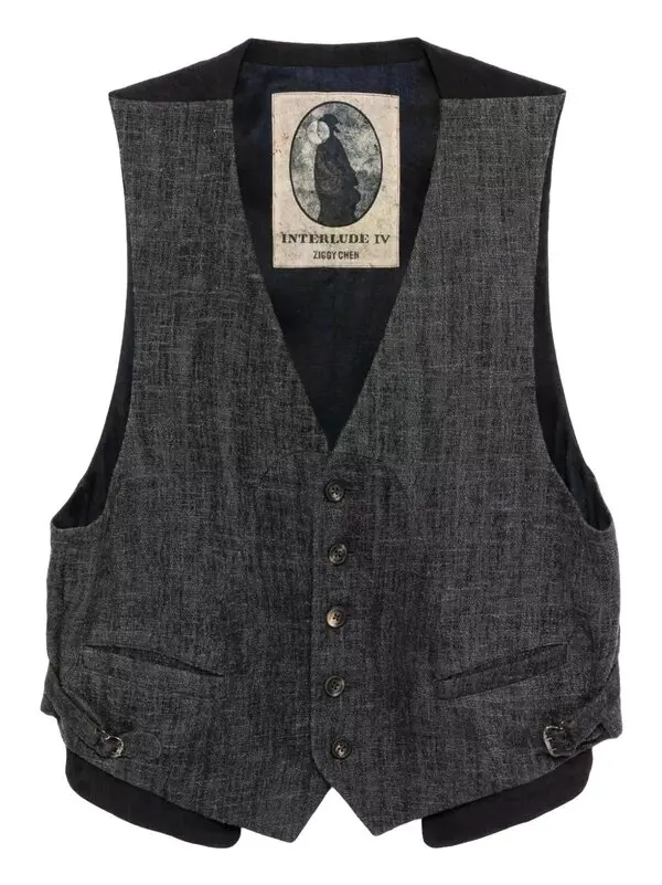 ZIGGY CHEN Linen Gilet - Blue