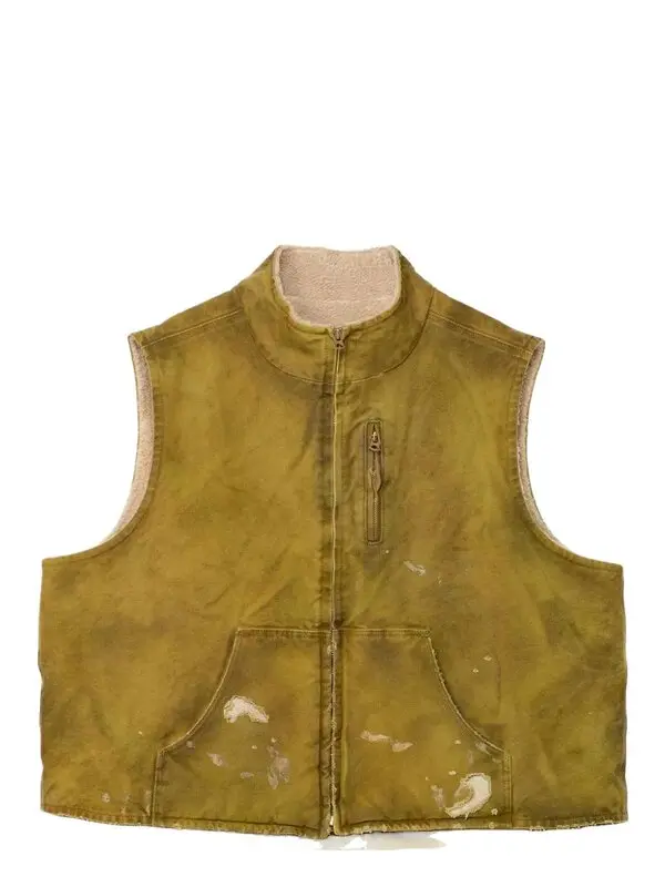 KAMIYA Distressed Zip-up Vest - Yellow