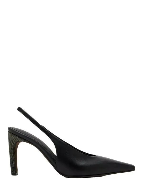 Brunello Cucinelli 80mm Embellished Heel Slingback Pumps - Black