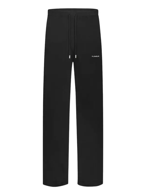 FLANEUR Cotton Ribbed-cuff Track Pants - Black