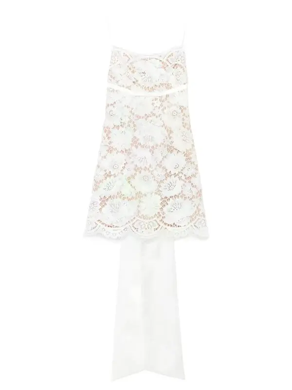 SELF-PORTRAIT Lace Scalloped-hem Dress - White
