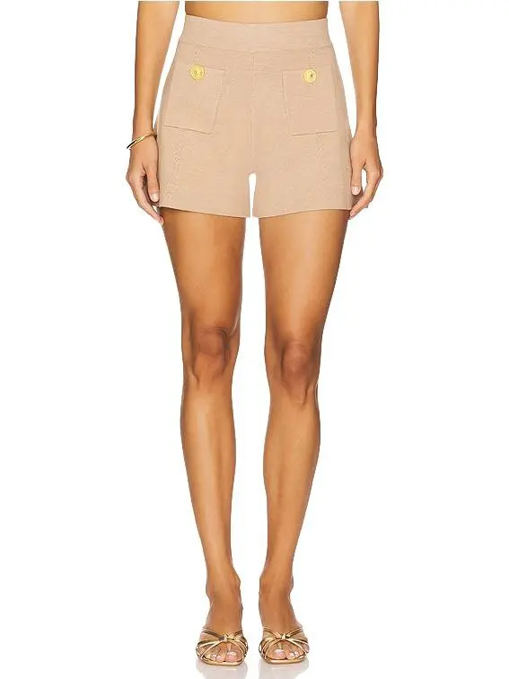 L'Agence Lottie Knit Short - Dark Cappuccino & Gold
