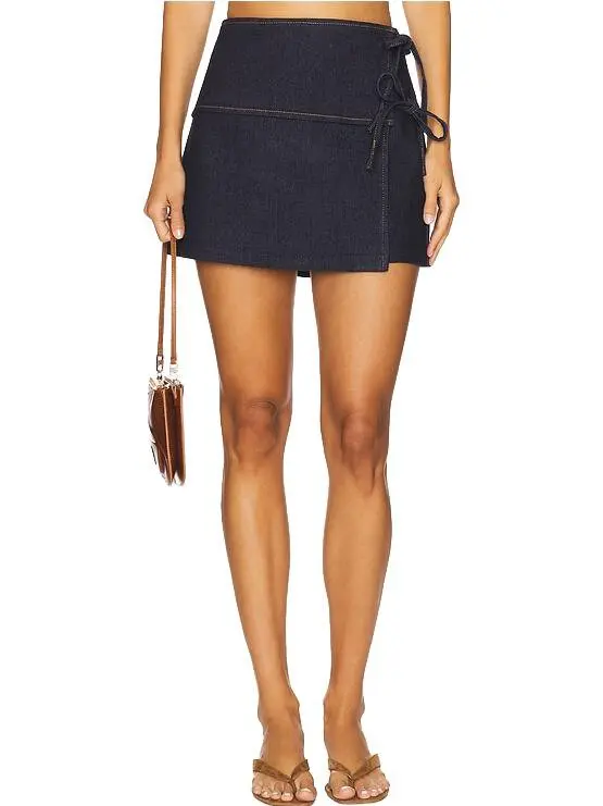 Minkpink Raya Wrap Denim Skort - Indigo