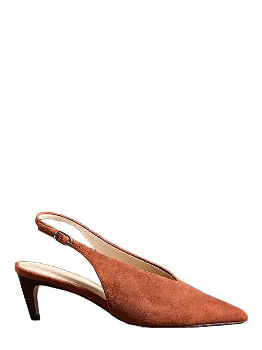 Anthropologie Pointed-toe Slingback Pumps - Brown Suede