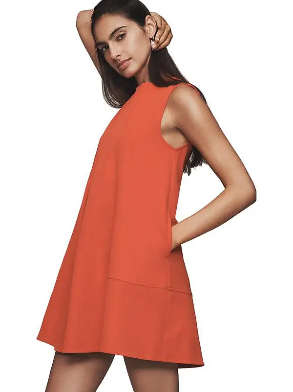 Maeve Sleeveless Mini Swing Dress - Red