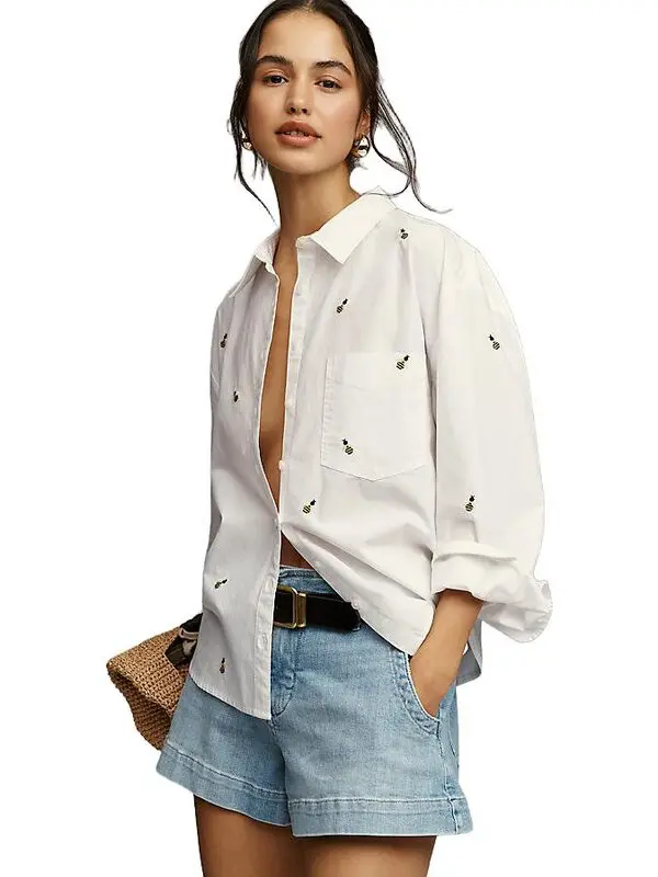 Maeve Shrunken Bennet Buttondown Shirt - Bee Embriodery
