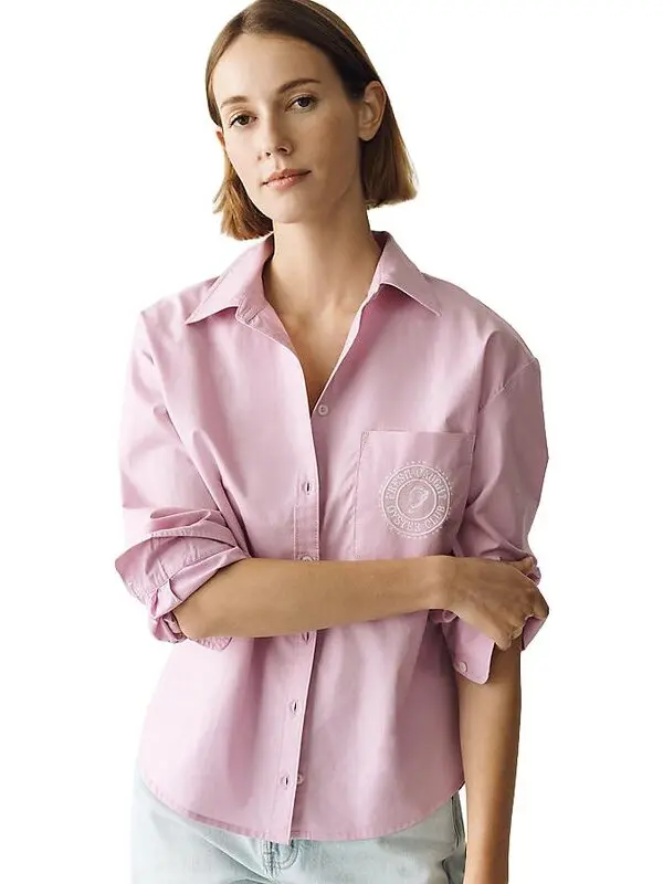 Maeve Novelty Shrunken Bennet Buttondown Shirt - Lilac Oyster