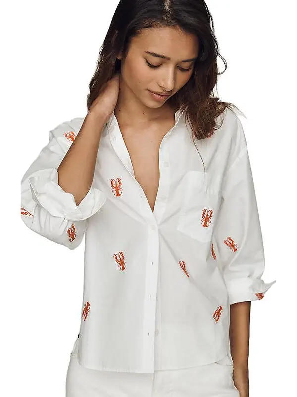 Maeve Novelty Shrunken Bennet Buttondown Shirt - Lobsters