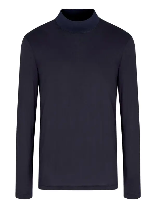 Giorgio Armani Viscose Jersey Mock-neck Jumper - Blue