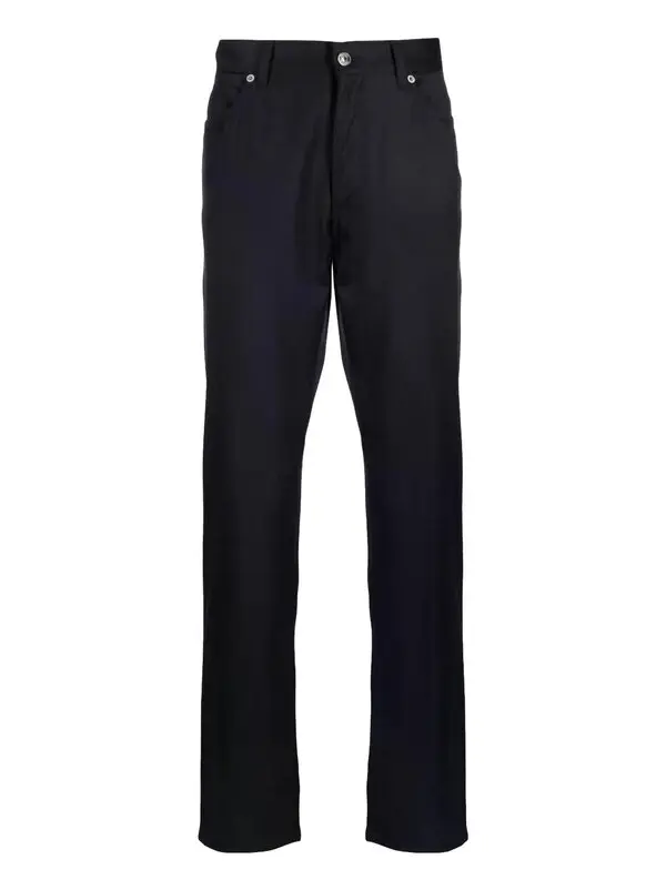 Zegna Logo-patch Slim-fit Trousers - Blue
