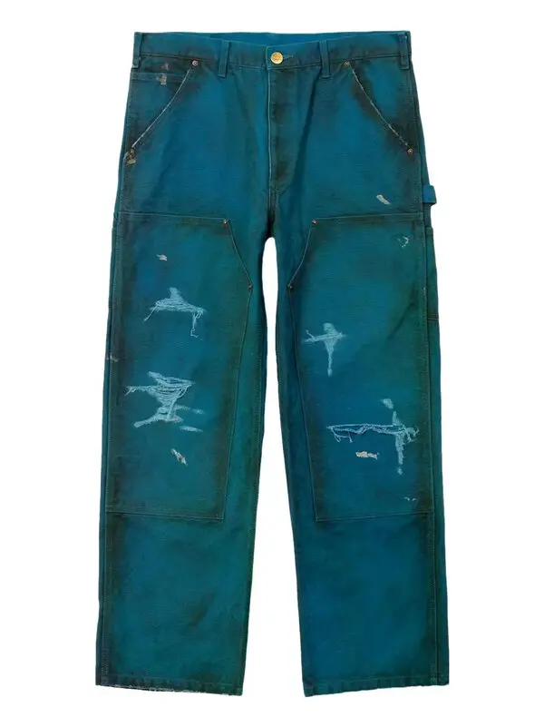 KAMIYA Distressed Cotton Trousers - Blue