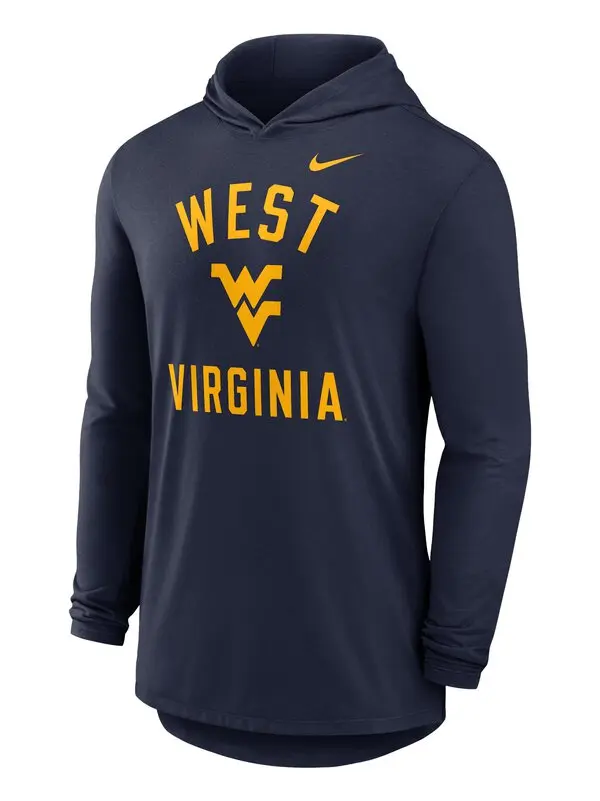 Nike West Virginia Campus Arch Dri-fit College Long-sleeve Hooded T-shirt - Blue