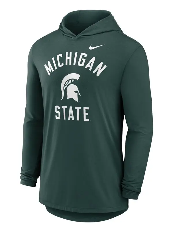 Nike Michigan State Campus Arch Dri-fit College Long-sleeve Hooded T-shirt - Green