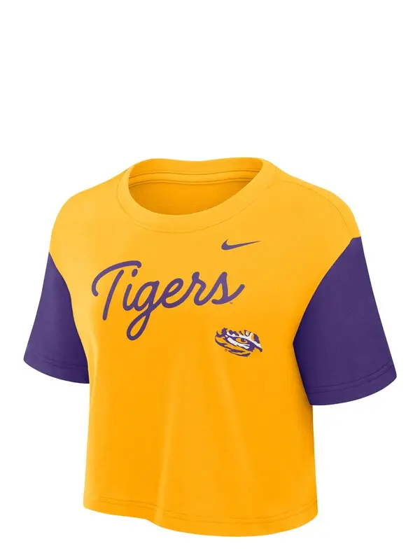 Nike Lsu Script Dri-fit College Cropped T-shirt - Yellow