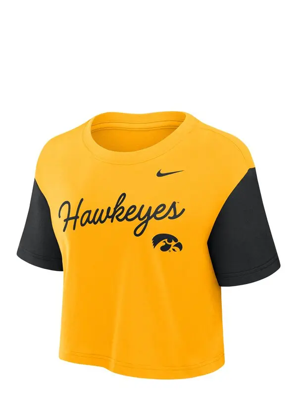Nike Iowa Script Dri-fit College Cropped T-shirt - Yellow