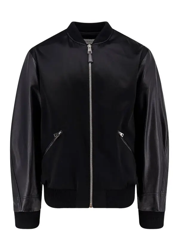 Givenchy Cotton And Acetate Jacket With Leather Sleeves - Black