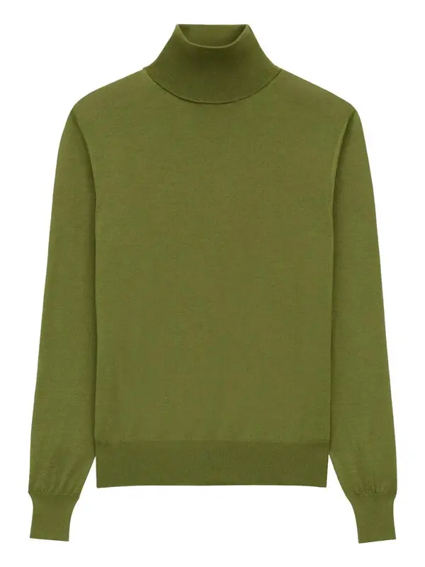 Saint Laurent Cashmere, Wool, And Silk Turtleneck Sweater - Green