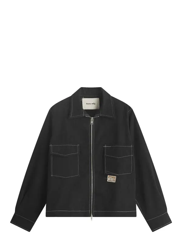 STORY MFG. 555 Organic Cotton Twill Jacket - Black Wonky Wear