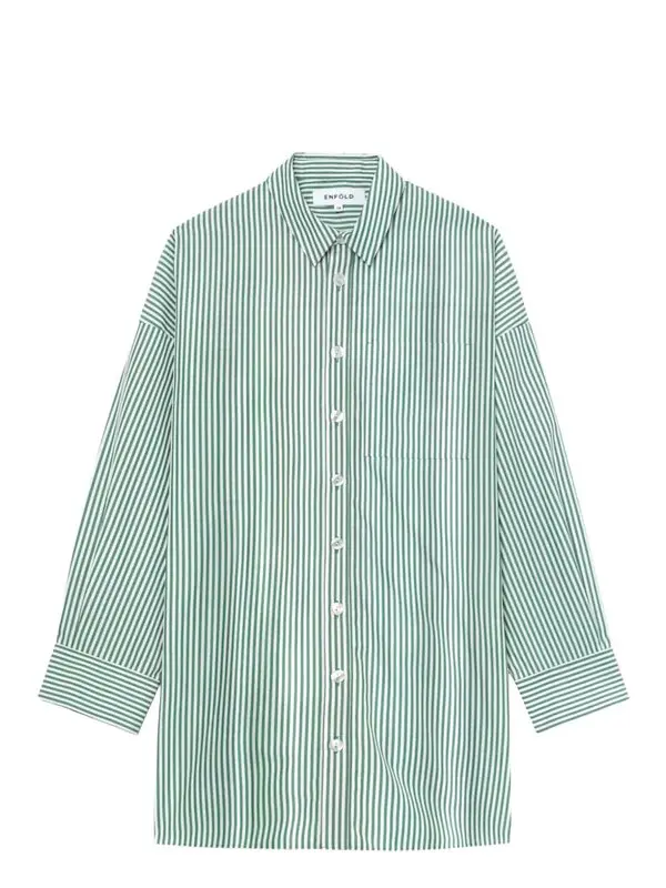 ENFOLD Striped Shirt - Green