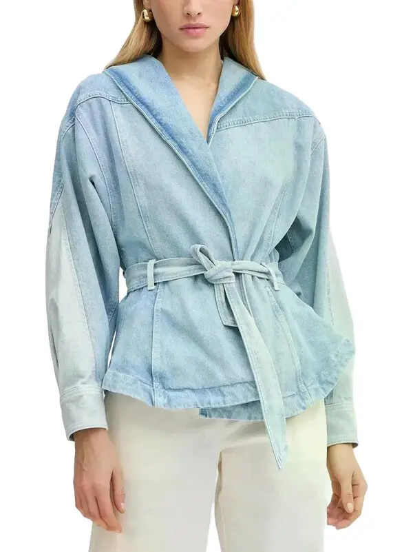 BOSS Belted Wrap Denim Jacket - Blue