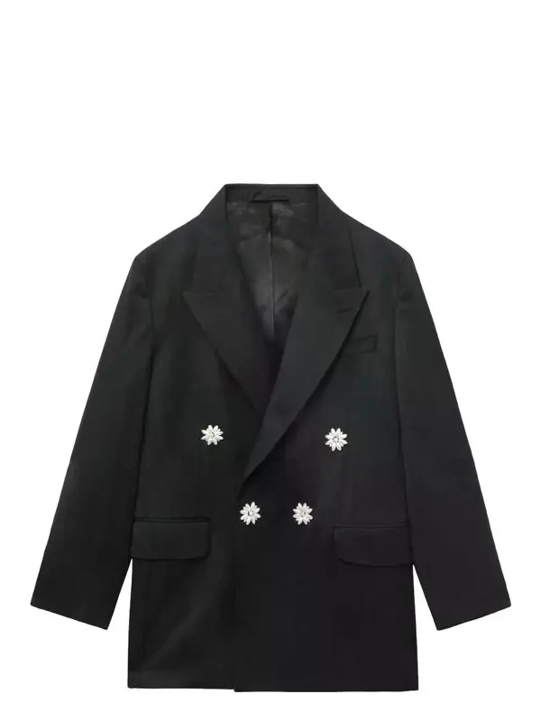 Simone Rocha Flower-embellished Double-breasted Blazer - Grey