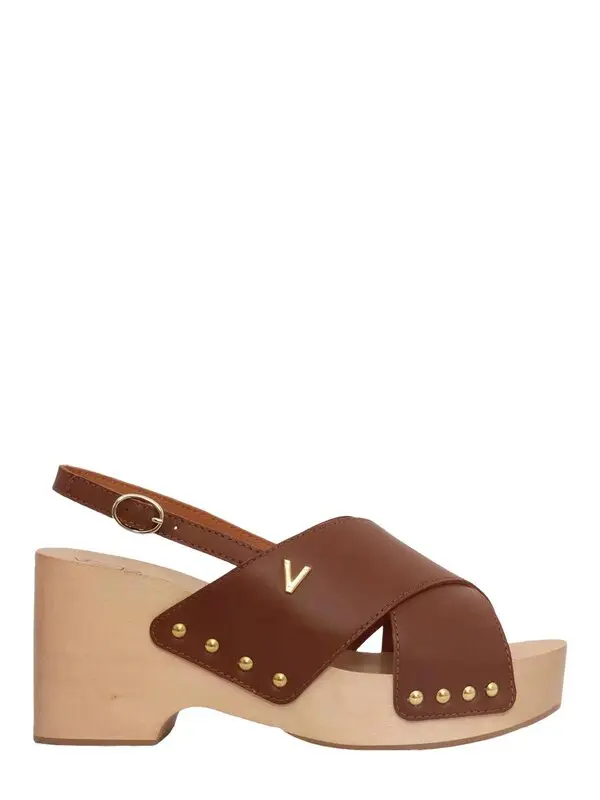 VIA ROMA 15 100mm Cross-strap Wooden-sole Sandals - Brown