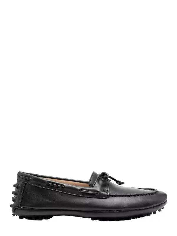 Le Monde Beryl Leather Boat Shoes - Black