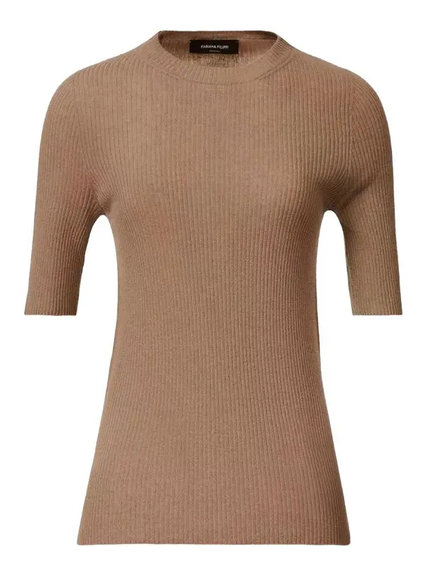 Fabiana Filippi Ribbed Short-sleeve Top - Brown