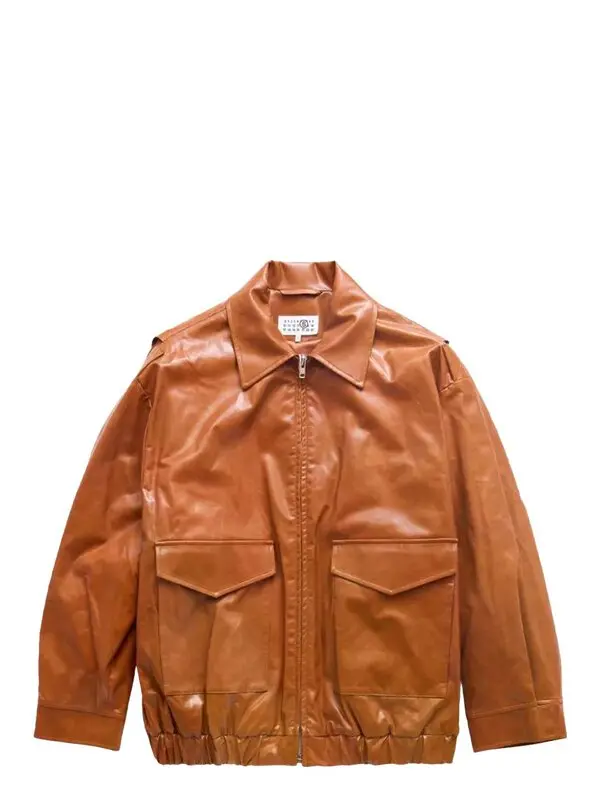MAISON MARGIELA Faux-leather Bomber Jacket - Brown