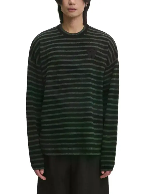 Wood Wood Striped Logo-patch Jumper - Green