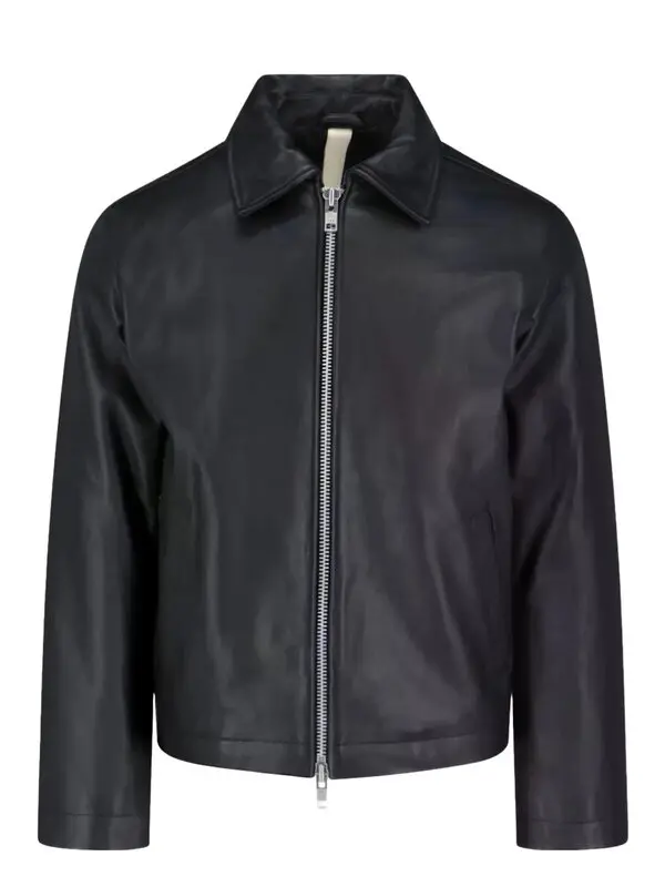 SUNFLOWER Zip-front Leather Jacket - Black