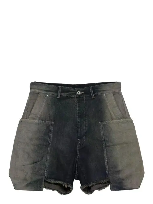 Rick Owens Frayed Pocket Denim Shorts - Blue