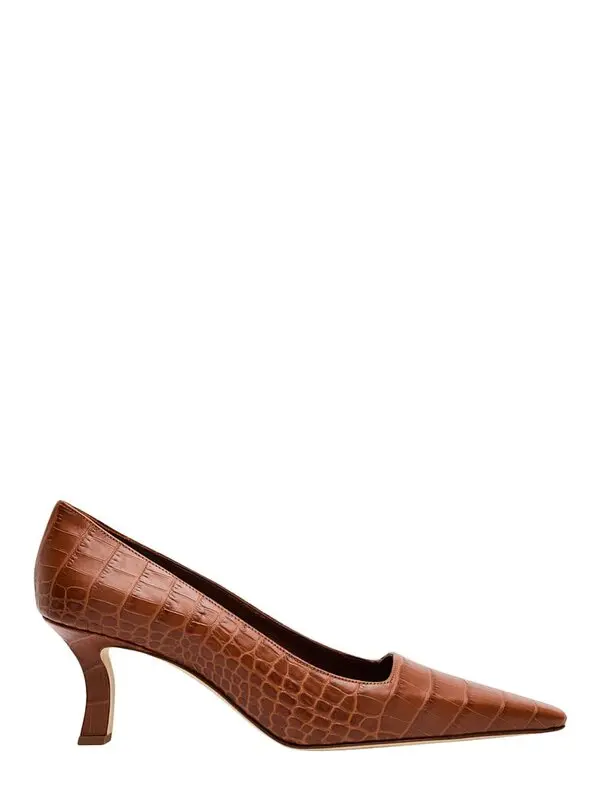 Manolo Blahnik Moiralo Croc-embossed Leather Pumps - Medium Brown