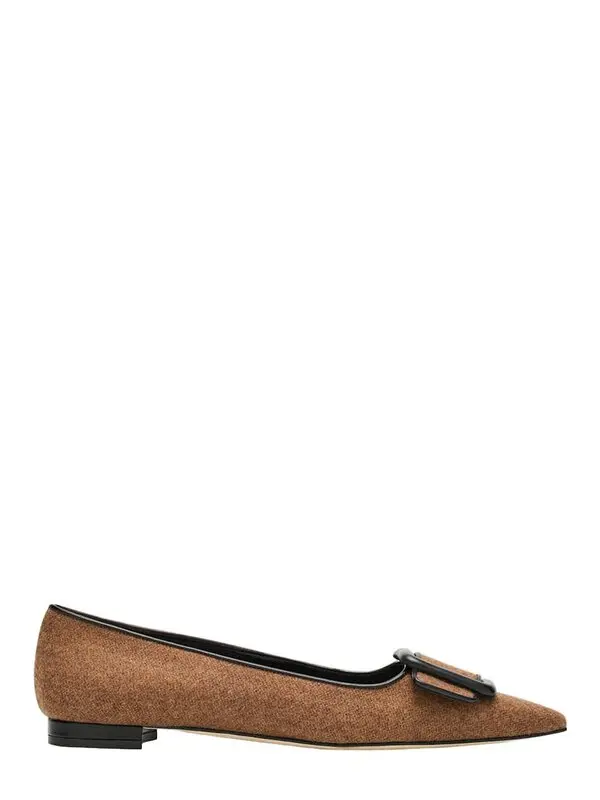 Manolo Blahnik Maysale Wool Ballerina Flats - Brown