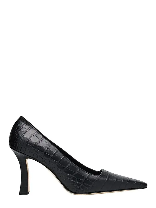 Manolo Blahnik Moira Croc-embossed Leather Pumps - Black
