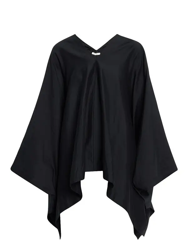 THE ROW Cedar Handkerchief Poncho Top - Black