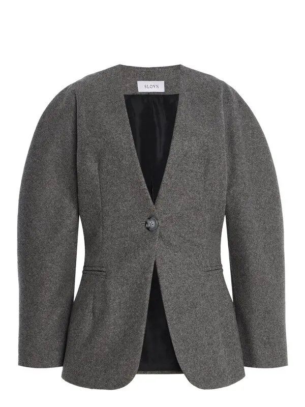 SLOAN Circular-sleeve Wool Blazer - Grey