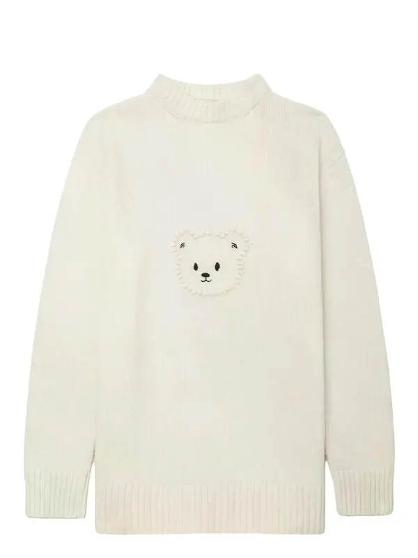 Joshua Sanders Bear-embroidered Crew-neck Sweater - White