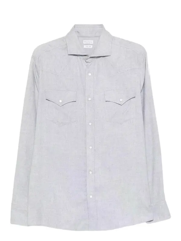 Brunello Cucinelli Double-pocket Long-sleeve Shirt - Grey