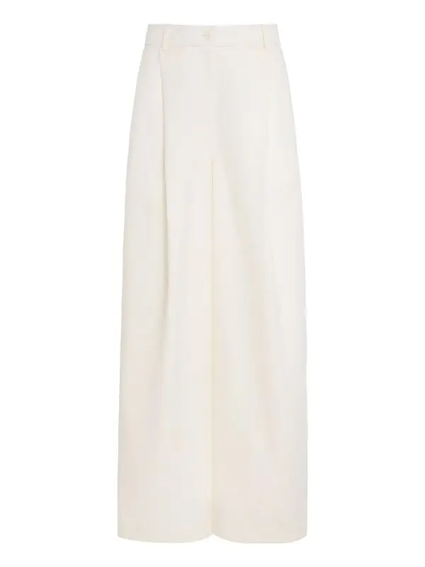 SLOAN Boyfriend Pleated Wool Trousers - Ivory