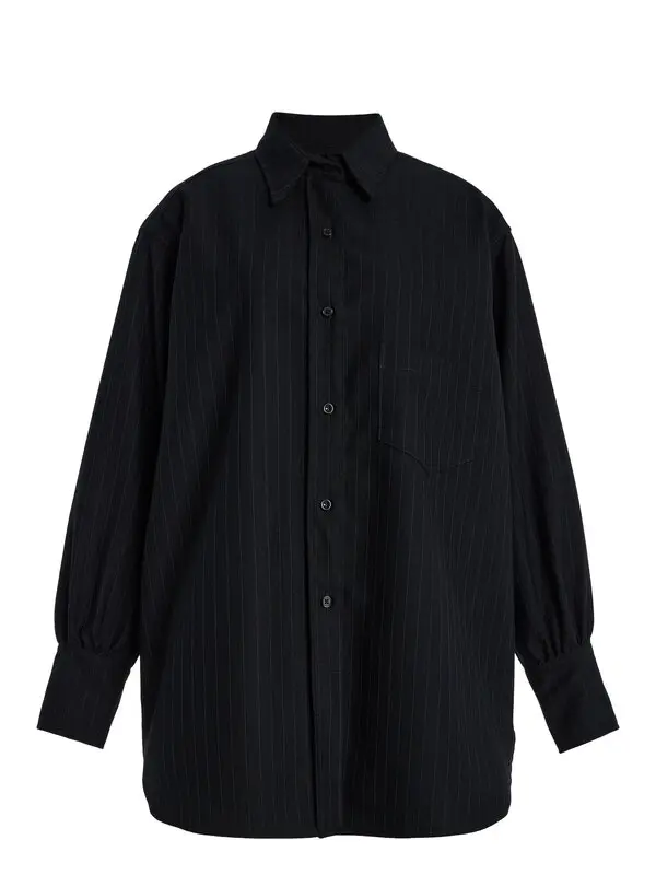 SLOAN Boyfriend Wool Shirt - Black