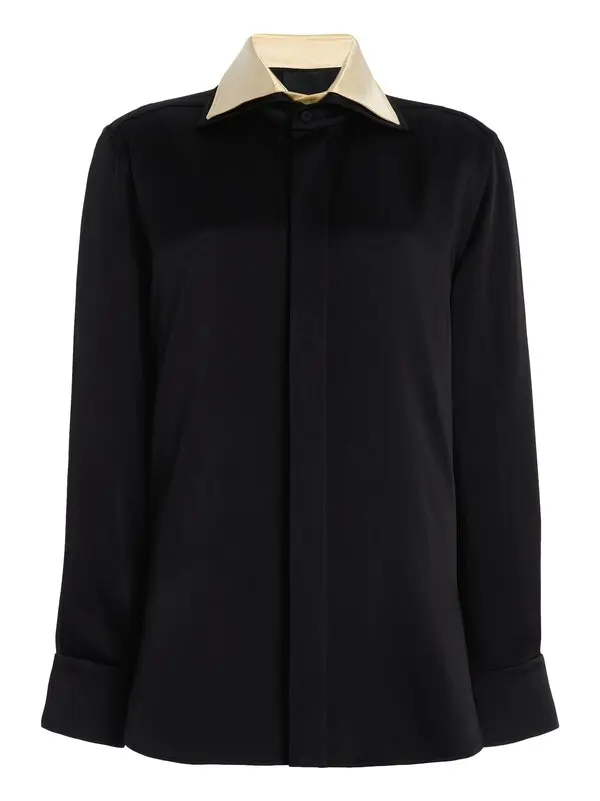 Bevza Collared Button-up Shirt - Black,white
