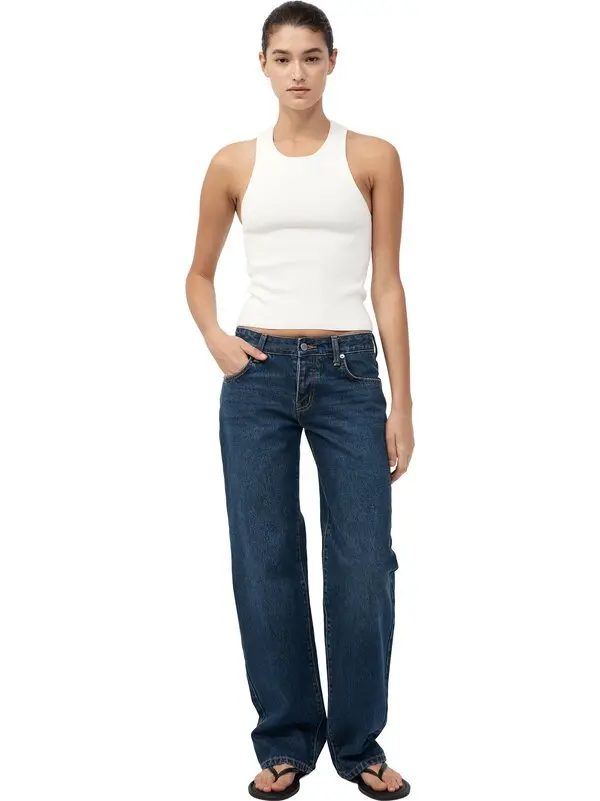 ST. AGNI 90s Low Rise Straight Leg Jeans - Dark Indigo