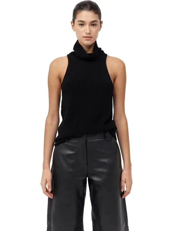 ST AGNI Cashmere Blend Knit Top - Black