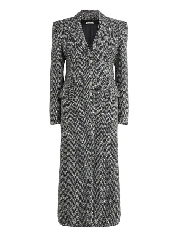 Alessandra Rich Tweed Sequinned Coat - Grey