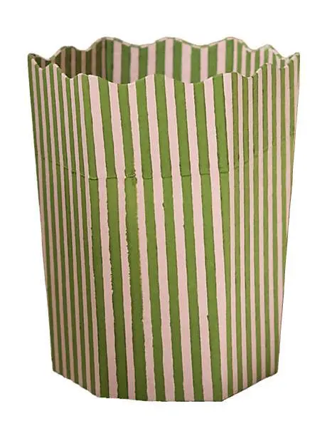 INNER CHILD Scallop Printed Waste Bin - Pink Stripe