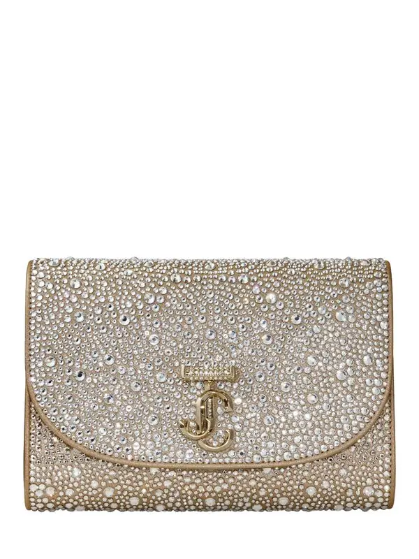 JIMMY CHOO Crystal-embellished Curve Clutch - Gold