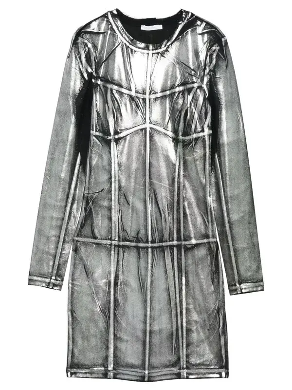 Patrizia Pepe Panelled Metallic Mini Dress - Silver